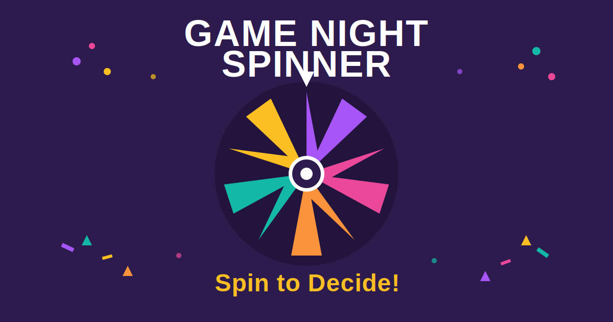 Game Night Spinner - Free Online Spin the Wheel Tool for Game Nights ...